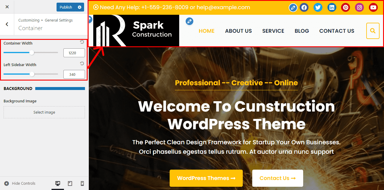 How to configure Container – Ikreate Themes – Documents