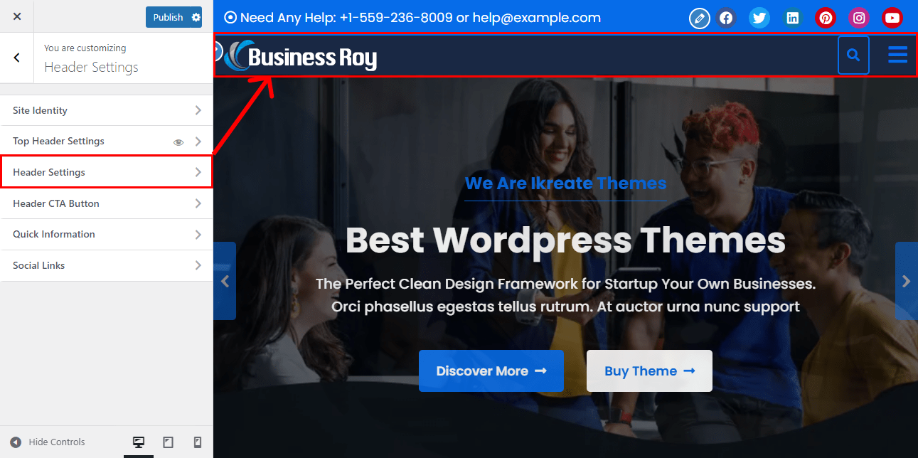 Header Settings and Layout – Ikreate Themes – Documents